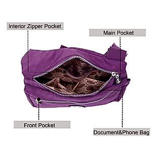 STUOYE Nylon Multi-Pocket Crossbody Purse Bags for Women Travel Shoulder Bag (Z187 Black)