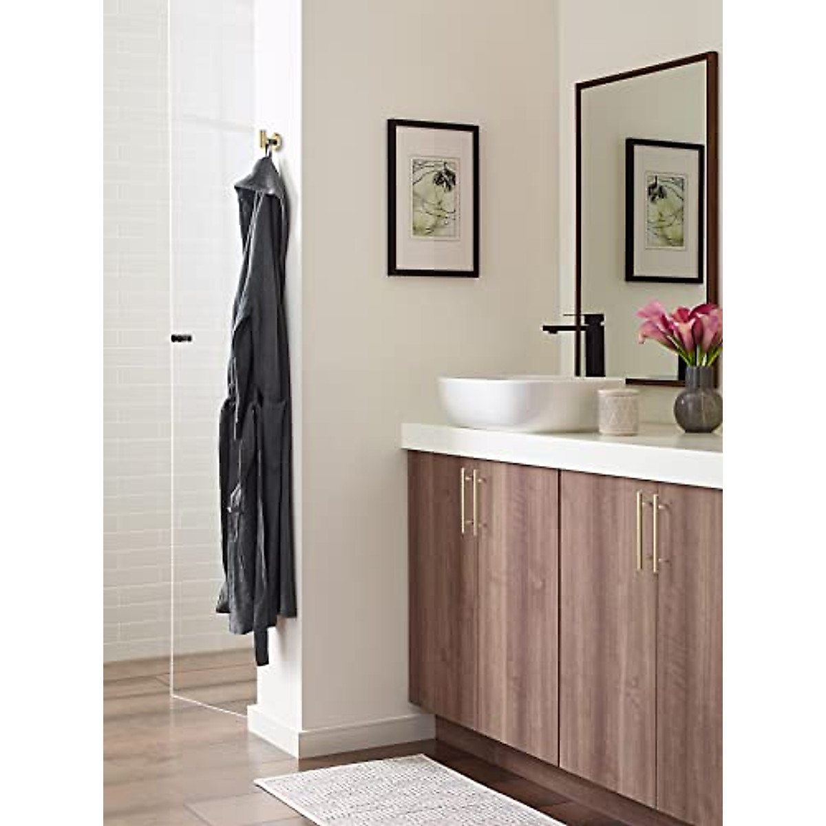 Amerock BH26542BBZ | Golden Champagne Single Robe Hook | 2-1/4 in. (57 mm) Length Towel Holder | Arrondi | Towel Hook for Bathroom | Bathroom Hardware | Bath Accessories