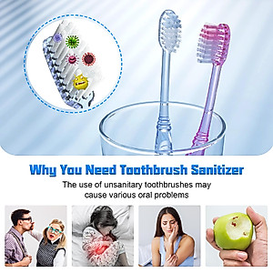 TAISHAN UV Sanitizer Toothbrush Case，Portable Mini Toothbrush Holder with Fan Drying Function,Kills 99.9% of Germs，Fits All Toothbrushes for Electric and Manual,Safety Feature for Home and Travel