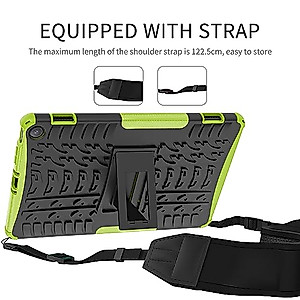 K Shockproof Case for Fire Max 11 with Screen Protector Rugged Hard Cover Protective Slim Case for Fire Max 11 Shoulder Strap (Green)