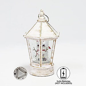 Christmas Tabletop Decor, Snow Globe Water Spinning LED Lighted Lantern, Battery Operated (not Included) (9.1" H x 5.5" W x 5.5" D) by Moments in Time