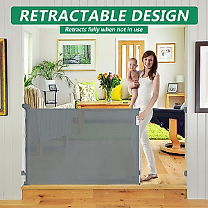 Eaersan 120'' Extra Wide Baby Gates,Retractable Extra Long Baby Gate,Extra Large Dog Gate for Pets for Stairs,Doorway,Large Openings,Indoor/Outdoor etc(Grey)