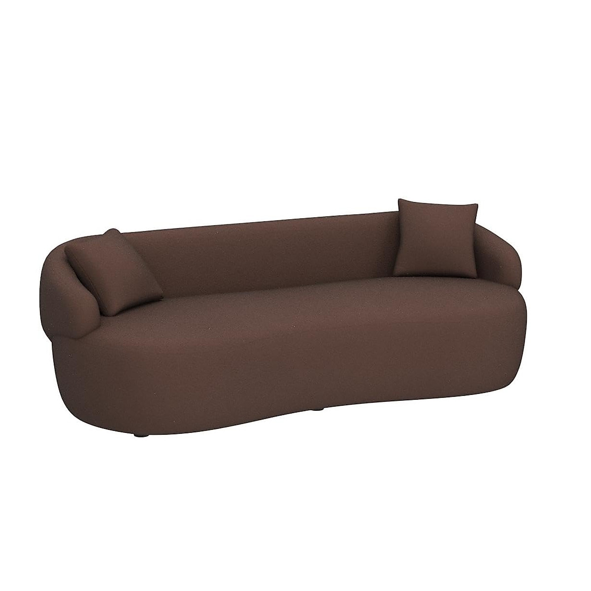Curved Sofa Couch, 86.6" 3-Seater Modern Boucle Sectional Sofa Couch, Comfy Cloud Upholstered 3 Seat Leisure Cushion Sofa with Pillows for Living Room, Bedroom, Office, Apartment,Brown
