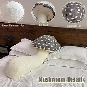 Hofun4U Mushroom Plush Pillow - 51 inch Mushroom Shaped Stuffed Long Pillow - Mushroom Plush Body Pillow - Christmas Birthday Sofa Home Decoration (Grey)