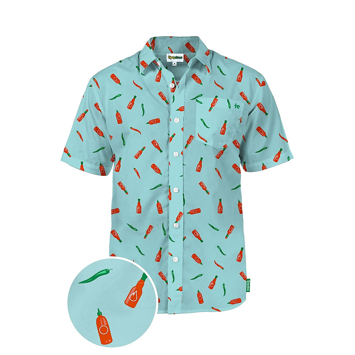 Tipsy Elves Men's Vacation Hot Sauce Summer Hawaiian Shirt Size Small