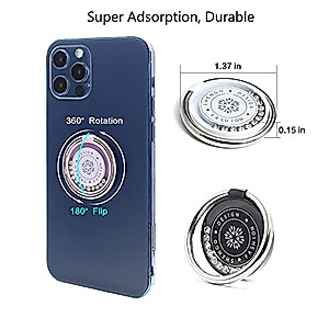 3 Pack Cell Phone Ring Holder Finger Kickstand, Stylish and Gorgeous Silver Diamond Design, 360 Degree Rotation Compatible with with iPhone Samsung LG, etc (Black, Purple, White)