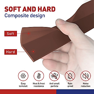 FOSLUOC Garage Door Seal Top and Sides Seal Strip Brown 34.4FT Rubber weather stripping Replacement Soft and Hard Composite, Weatherproofing Universal Sealing Professional.