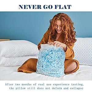 Shredded Memory Foam Pillows Standard/Queen Size Set of 2,Luxury Gel Cooling Bed Pillows 2 Pack for Stomach Back Side Sleeper,Pillows Adjustable Washable Removable Cover,with Extra Fill