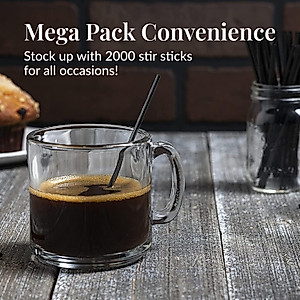 Plastic Coffee & Cocktail Stirrers, 2000 Plastic Coffee Straws, 5.5-Inch Coffee and Drink Stir Sticks, Cocktail Swizzle Sticks, Disposable Stir Sticks, Drinking Straws for Coffee & Cocktails (Black)