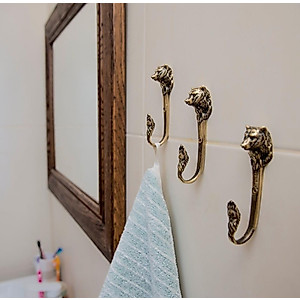 Bear (Paw) hanging metal strong wall hook. Handmade made of brass. For Kitchen Living Room Bathroom. Rack hangers for hanging Coats Towels Keys Hats Purse Backpacks. Unique design. Gold