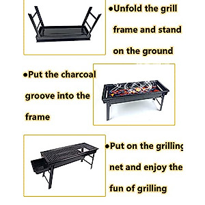 Xicennego Portable Charcoal Grill Outdoor Grill With Handle Foldable BBQ Grill For Picnic Beach Terrace Backyard Barbecue(Large)