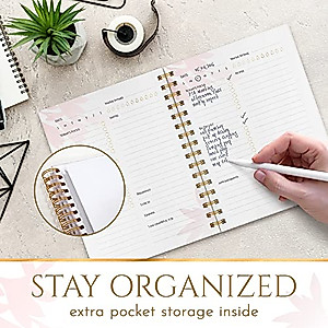 Houseware Homes Premium Undated Daily Planner 2023-2024 | To Do List Planner Notebook - 200 Pages Work Planner - Pink Floral To Do Notepad for productivity Task Planner, Metting, Goals, Checklists |