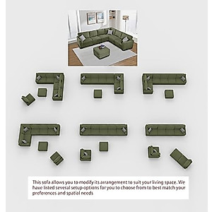 Legend Vansen 7PCS Corduroy Flexible Combination Sofa Sectional, Olive