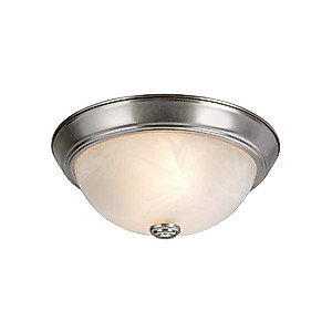 Aspen Creative 63013-1A Two-Light Flush Mount in Brushed Nickel with White Alabaster Glass Shade, 11" Diameter