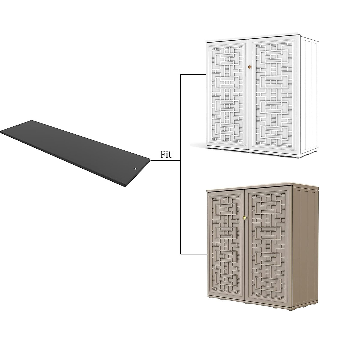 HOMSPARK Black Metal Laminate Shelving 60-Gallon Outdoor Storage Cabinet