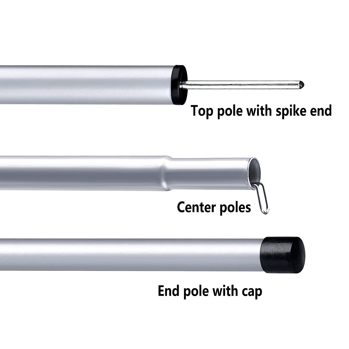 Hasika Camping Tent Pole Repair Kit Including Ropes Stakes Adjustable from 30" to 74.8" Replacement for Tarp Awning Rainfly 2 Set (10 Sections)