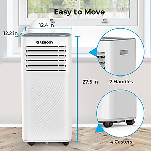Renogy 8,000 BTU Portable Air Conditioners, WiFi Enabled, Remote Control, Cooling, Dehumidifier, Fan & Sleep Modes 4-in-1 Portable AC, Cools Up To 300 sq. ft, White