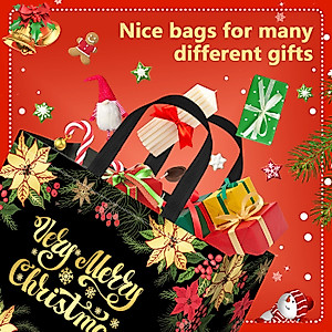 WLUSEAXI 20Pack Christmas Gift Bags Assorted Sizes,Reusable Christmas Tote Bags with Handles,Including 4 Extra Large,16 Large Christmas Bags for Gifts Wrapping for Xmas Holiday Party Favor