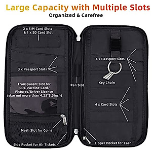 WALNEW Family Passport Holder & Travel Wallet, RFID Blocking Family Passport Wallet Travel Document Organize Zipper Case for Women Men