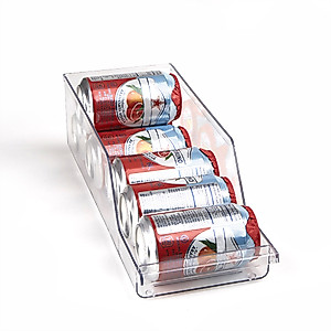 Mind Reader Pop/Soda Can Dispenser Storage Organizer Bin for Kitchen Pantry, Countertops, Cabinets, Refrigerator 2 Pack , Clear
