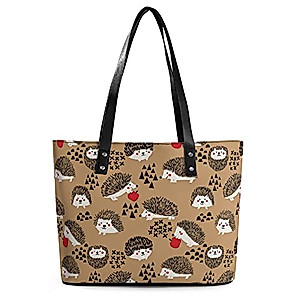 Womens Handbag Hedgehogs Leather Tote Bag Top Handle Satchel Bags For Lady
