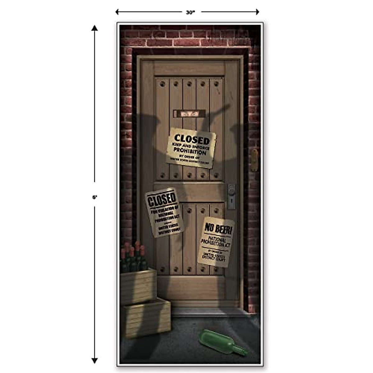 Beistle 2 Piece Plastic Speakeasy Door Covers Roaring 20’s Wall Decorations 1920’s Great Gatsby Theme Party Supplies, 30" x 6'