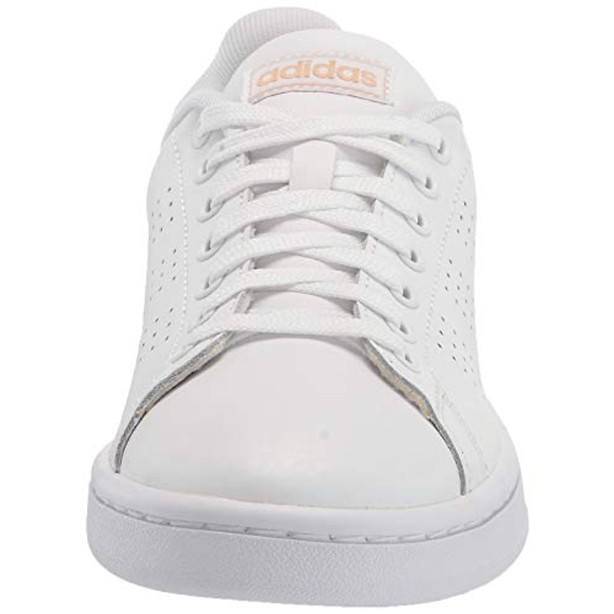 adidas Women's Advantage Tennis Shoe, White/White/Copper Metallic, 9