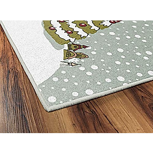 Brumlow MILLS Snowman Washable Festive Christmas Snow Scene Indoor or Outdoor Holiday Area Rug for Living or Dining Room, Bedroom Carpet and Kitchen Runner Rug, 30" x 46", Snow Christmas Tree