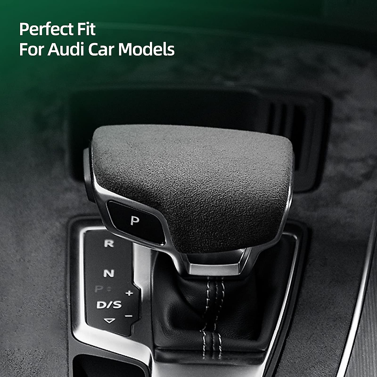 Alfanxi Gear Shift Knob Cover Alcantara Material Trim for Audi A4 B9 A5 Q5 Q5L A6 Q7 S4 S5 SQ5 (Black)