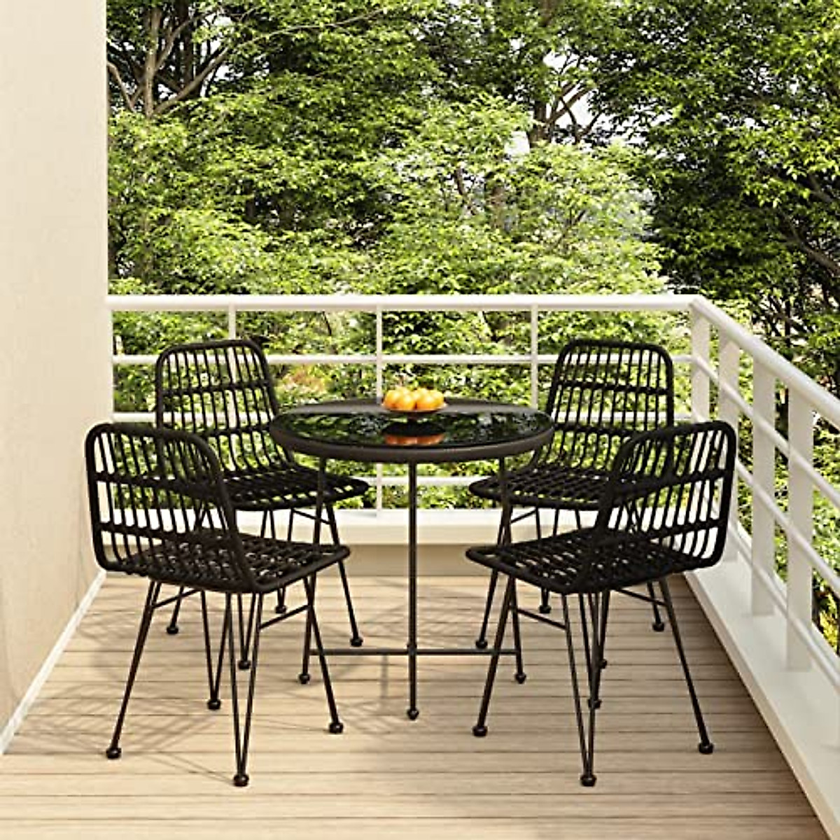 Camerina 5 Piece Patio Dining Set Patio Table and Chairs Set Outdoor Patio Dining Set Outdoor Patio Furniture Patio Set Black Poly Rattan 3157844