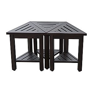 Decoteak FlexiCorner 17" Triangular Teak Modular Shower Bench and Table with Shelf