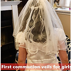 Bridal Wedding Veil Short Communion Veils for Bachelorette Party with Rhinestone Comb Tulle 38cm/15”White …