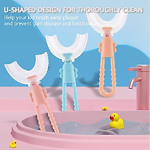 CUKEYOUZ 4 Packs Kids Toothbrushes,360 U Shaped Toothbrush Manual Training Tooth Brush U-Type Toothbrush Whole Mouth Toothbrush for Children (Ages 2-6)