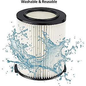 iSingo VF4000 Standard Wet/Dry Vac Filter Compatible with Ridgid 72947 Wet Dry Vacs 5 to 20-Gal, Husky Vacs 6 to 9 Gal, Craftsman 17816 Vacuum, 2 Pack
