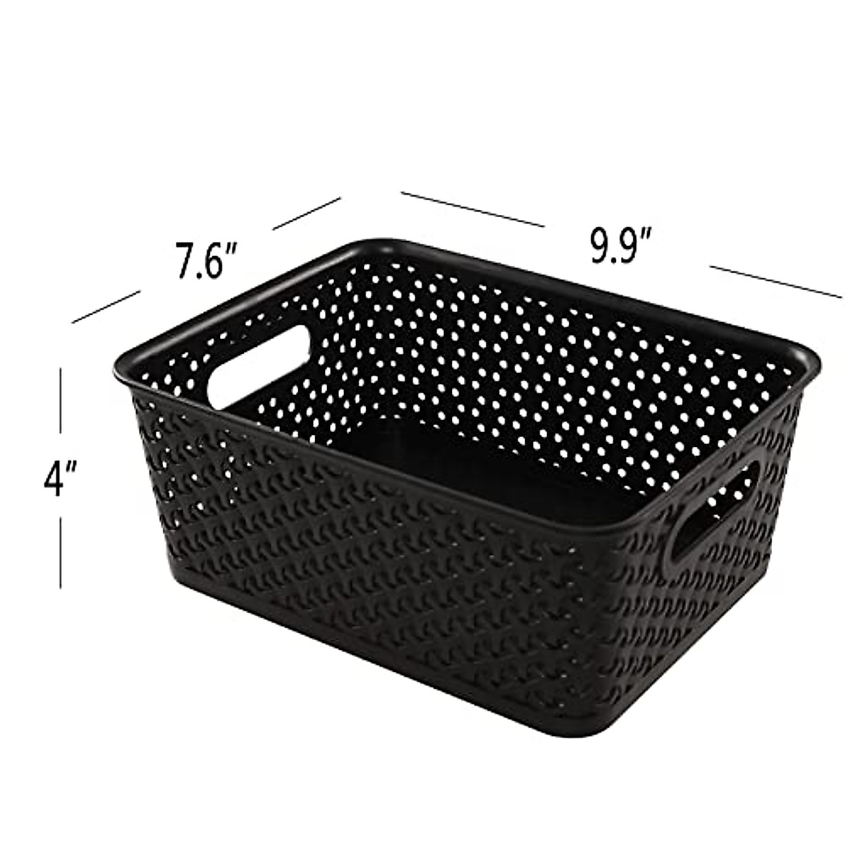 Dehouse Woven Plastic Storage Basket, 6 Packs, Black