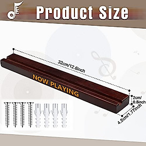 Qunclay 2PCS Now Playing Vinyl Record Stand Vinyl Record Wall Mount Solid Wood Vinyl Record Stand Record Display Shelf Record Holder Wall Mount with Plate Groove and Self Drilling Screws (Brown)