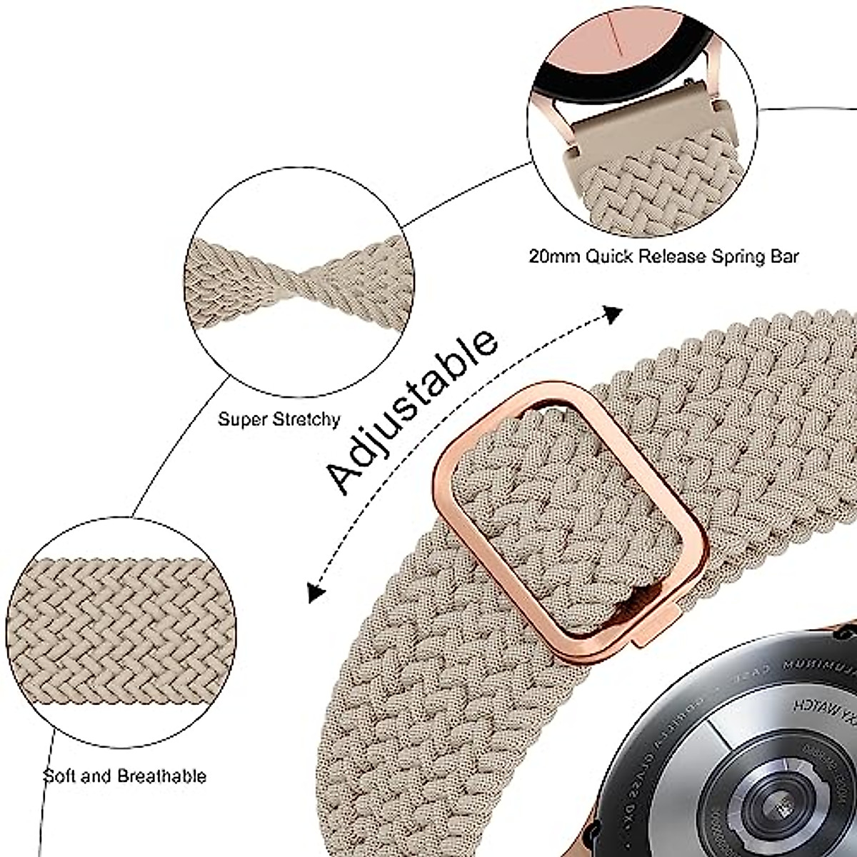 Meliya Bands for Gizmo Watch 3 2 1 / Gabb Watch, 20mm Quick Release Soft Nylon Sport Replacement Watch Strap for Verizon Gizmo Smart Watch 3 2 1 (Milk Tea)