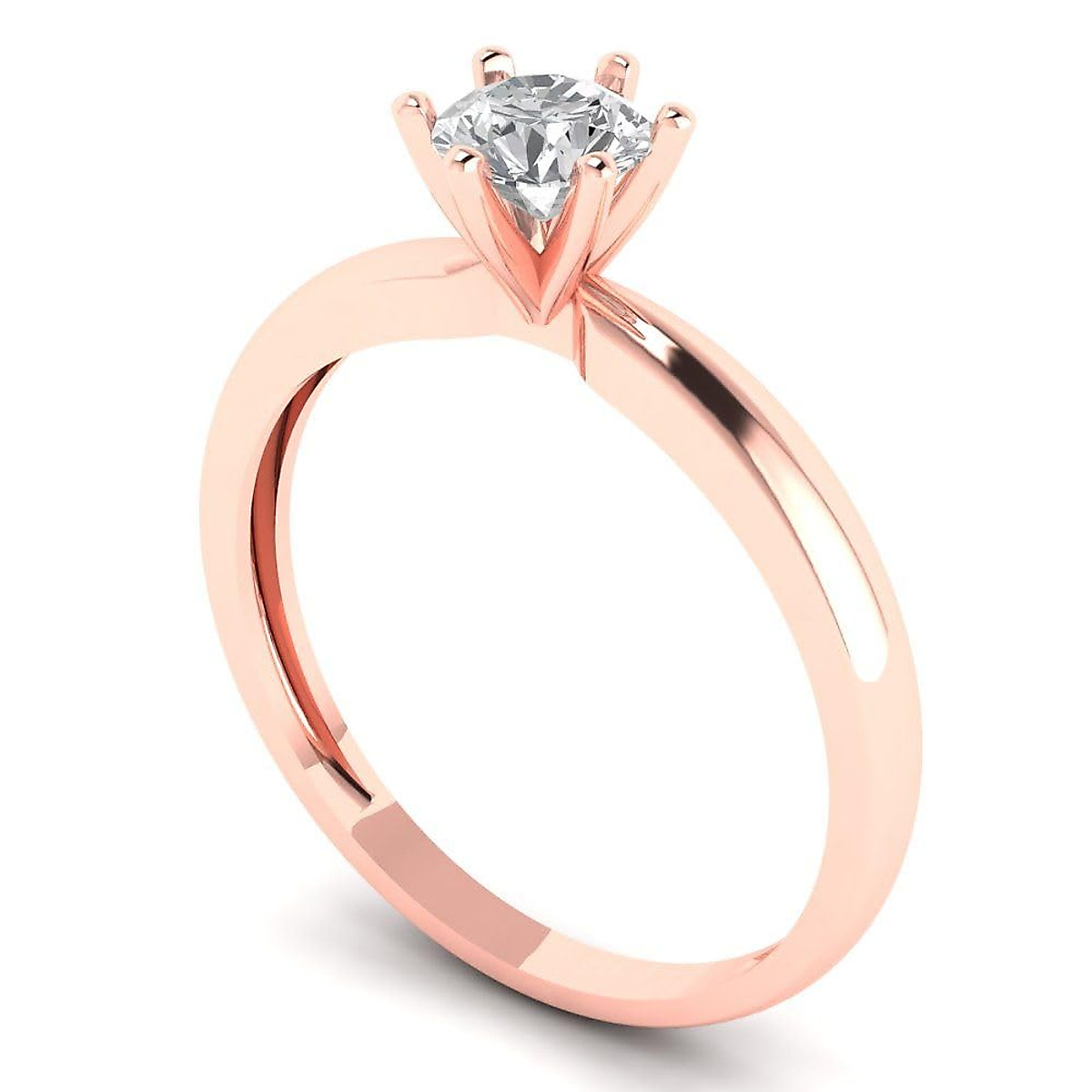 Clara Pucci 0.50 ct Round Cut Solitaire Moissanite Engagement Wedding Bridal Promise Anniversary Ring in 18K rose Gold Size 6.5