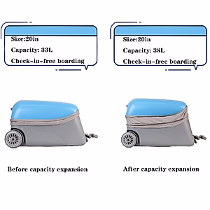 ELDA 20'' Kids Ride On Suitcase with Child Seat Design Large Carry On Hardside Rolling Luggage with Detachable Trolley, TSA Lock, Travel for Boys Girls