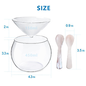 ThougrLyh Caviar Server Set Glass Caviar Dish with 2 Pcs Shell Caviar Spoons Chiller Server with Ice Holder for Shrimp Ice Cream Martinis and Cocktails Dishwasher Safe Caviar Serving Dish