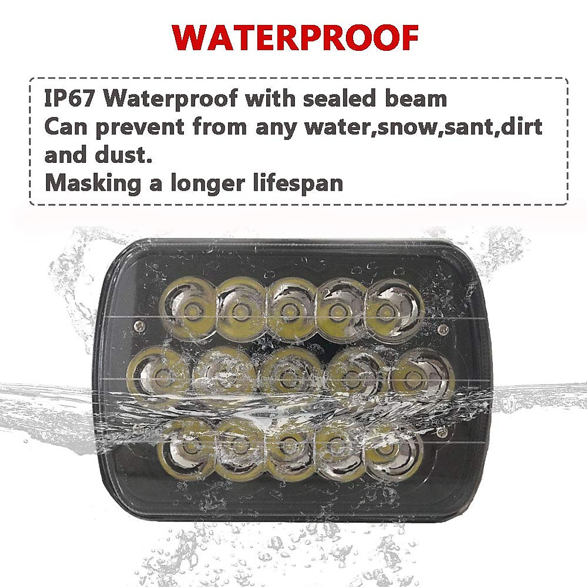 Black Pair 45w 7x6 5x7 Inch Headlights 6052 6054 H5054 H6054 Hi/Low Sealed Beam Replacement Compatible With Chevy Express Cargo Van 1500 2500 3500 Jeep Toyota Pickup Dodge Ford F250 E350