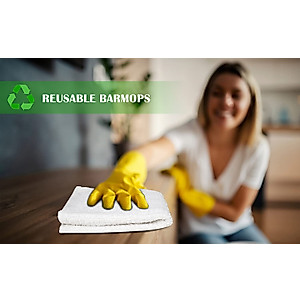 ZUPERIA Bar Mop Kitchen Towels- 12 Pack, 16 x 19 Inches, Bar Mop Towels -100% Cotton Barmops Towels - Super Absorbent, Multi-Purpose for Home, Kitchen and Bar Cleaning (White)