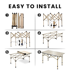 Hastoygo Folding Camping Table Loads 165 Lbs, Height Adjustable from 21.65" to 27.56", Picnic Table 47.24" x 21.65", Camp Table Portable with Carry Bag for Outdoor Cooking,Beach,Backyard,Tailgating