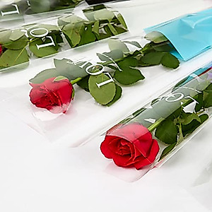 Flower Sleeves for Bouquets Bags Big Rose Sleeve Plastic Flower Bags for Bouquets Sleeves Floral Wrap F5-S-Red-100pcs