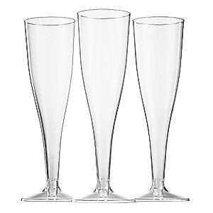 Munfix 100 Pack Plastic Champagne Flutes 5 Oz Clear Plastic Toasting Glasses Disposable Wedding Thanksgiving Party Cocktail Cups