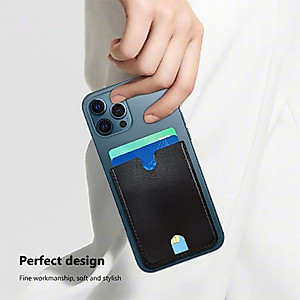 Wansurs 3 Pack Phone Card Holder for Back of Phone, Leather Phone Wallet Stick On, Credit Card Holder for Phone Case Compatible with iPhone, Samsung, Android and All Cell Phone (Black)