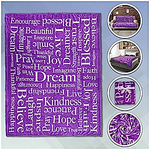 Inspiring Messages (Purple) Super Plush Blanket - 50x60 Soft Throw Blanket - Perfect for Cuddle Season & Holiday Gifts!