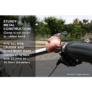 Crane Bike Bell, Brass, Suzu Bicycle Bell, Made in Japan for City Bikes, Cruisers, Road Bikes or MTB, Fits Bars diameters 22.2 to 26.0mm