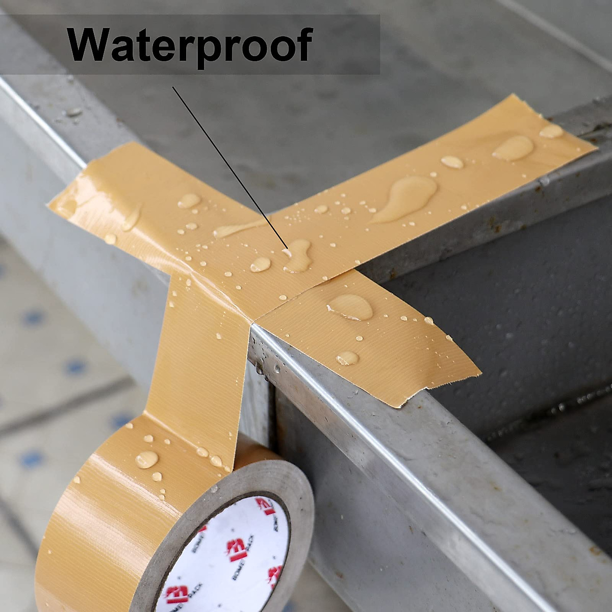 BOMEI PACK 2 Pack Tan Beige Duct Tape Heavy Duty,9 Mil Thickness,2 Inches x 30 Yards,Flexible,No Residue,Waterproof and Tear by Hand,Multi-Use for Indoor & Outdoor Repairs