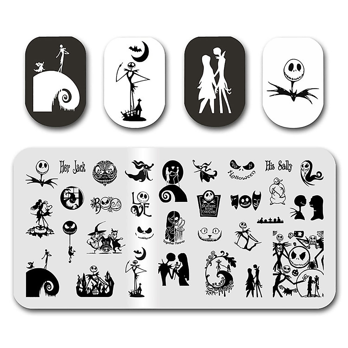 Halloween Nail Stamping Plate Nightmare Christmas Nails Stamping Kit The Day of Dead Ghost Holiday Nail Stamping Plate Halloween Nail Stamper Kit for Women Girls DIY Salon